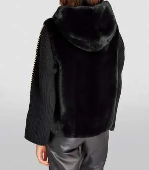 YVES SALOMON Mink Hooded Gilet