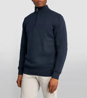 Barbour Cotton Half-zip Sweater - Navy