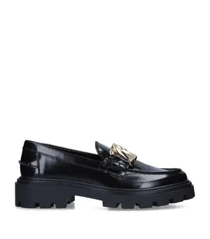 TOD'S Leather Chain Detail Lug Sole Loafers
