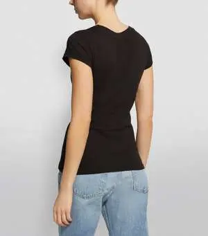 L'Agence Cory Scoop Neck Cotton T-shirt - Black