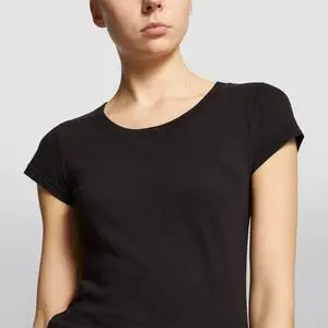 L'Agence Cory Scoop Neck Cotton T-shirt - Black