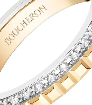 Boucheron Quatre Wedding Band With Diamonds In White And Yellow