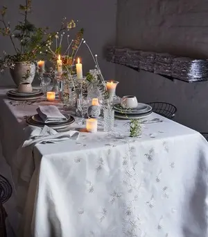 ALEXANDRE TURPAULT Linen Embroidered Tablecloth - Silver