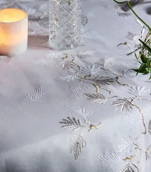 ALEXANDRE TURPAULT Linen Embroidered Tablecloth - Silver