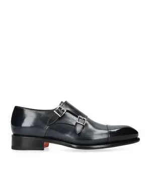 Santoni Carter Monk Strap Shoes - Navy