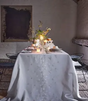 ALEXANDRE TURPAULT Linen Embroidered Tablecloth - Silver