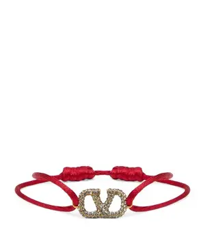 Valentino Garavani Embellished Vlogo Signature Bracelet - Red