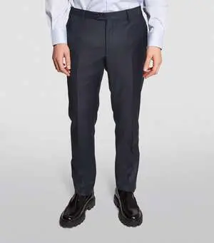 Corneliani Virgin Wool Slim Tailored Trousers - Navy