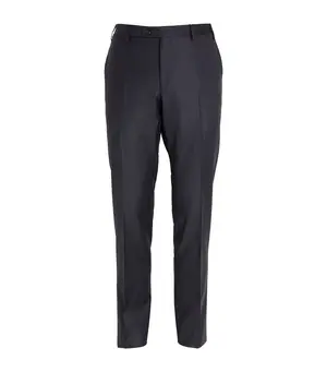 Corneliani Virgin Wool Slim Tailored Trousers - Navy