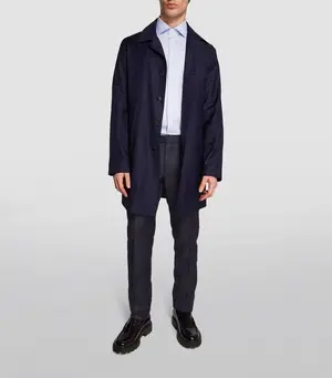 Corneliani Virgin Wool Slim Tailored Trousers - Navy