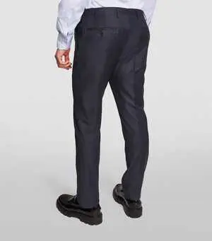 Corneliani Virgin Wool Slim Tailored Trousers - Navy
