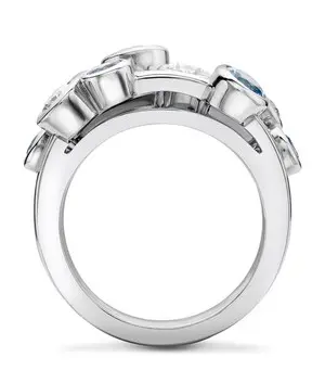 BOODLES Platinum, Diamond And Aquamarine Raindance Cluster Ring