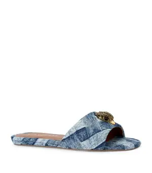 Kurt Geiger Kensington Leather Slides With Eagle Embellishment - Blue
