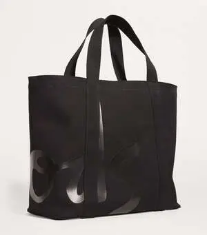 Harrods Large Cotton Logo Tote Bag - Black