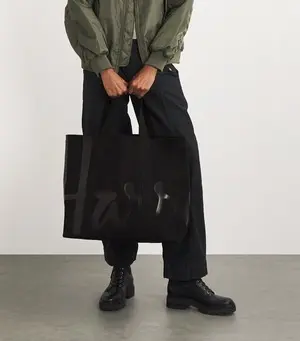 Harrods Large Cotton Logo Tote Bag - Black