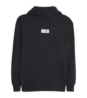 MAISON MARGIELA Cotton Numeric Tab Hoodie - Black