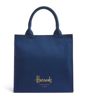 Harrods Small Cotton Logo Tote - Navy