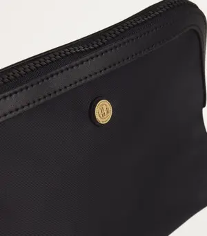 Harrods Large Nylon Wash Bag With Leather Trims - Black