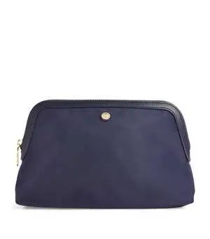 Harrods Large Nylon Wash Bag With Leather Trims - Navy