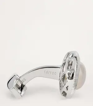 Tateossian Rhodium-plated And Moonstone Graffiato Cufflink