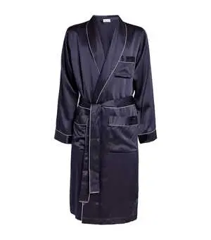 Zimmerli Silk Dressing Gown - Navy
