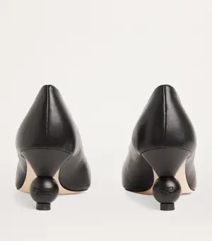 Max Mara Leather Pumps With Sculptural Heel - Black