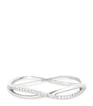 ASTRID & MIYU 14-karat White Gold And Topaz Infinite Pavé Ring - Silver