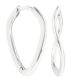 ASTRID & MIYU White Gold Infinity Hoop Earrings - Silver