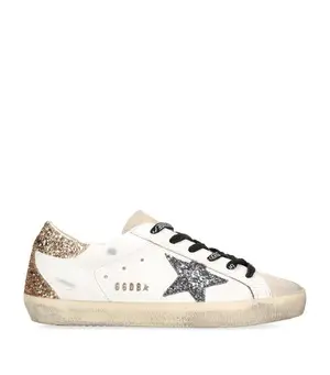 GOLDEN GOOSE Super-star Leather Sneakers With Glitter Accents