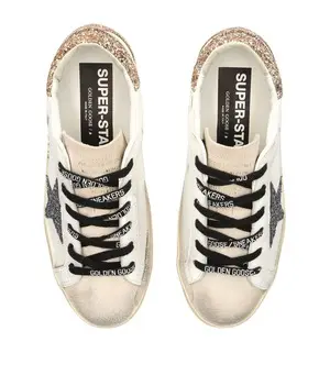 GOLDEN GOOSE Super-star Leather Sneakers With Glitter Accents
