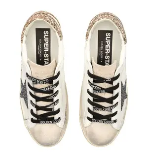 GOLDEN GOOSE Super-star Leather Sneakers With Glitter Accents