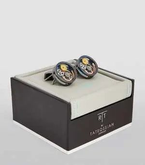 Tateossian Circle Gear Cufflinks - Grey