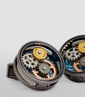 Tateossian Circle Gear Cufflinks - Grey