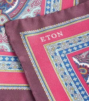 Eton Silk Paisley Pocket Square - Red