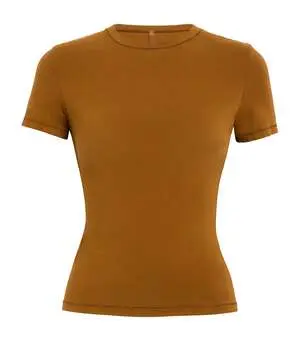 SKIMS Cotton Jersey Short-Sleeve T-Shirt Brown