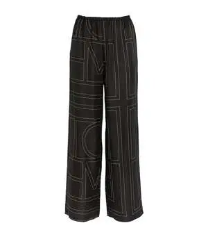 TOTEME Silk Monogram Trousers - Black
