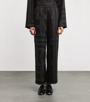 TOTEME Silk Monogram Trousers - Black