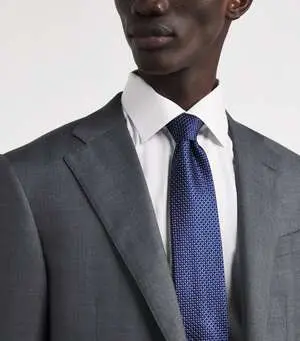 Eton Silk Geometric Neck Tie - Navy
