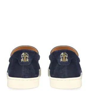 Brunello Cucinelli Suede Hybrid Loafers - Navy