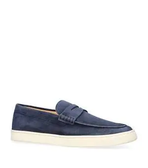 Brunello Cucinelli Suede Hybrid Loafers - Navy