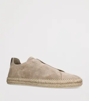 Zegna Suede Triple Stitch Espadrilles - Grey
