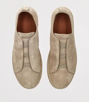 Zegna Suede Triple Stitch Espadrilles - Grey