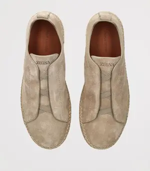 Zegna Suede Triple Stitch Espadrilles - Grey