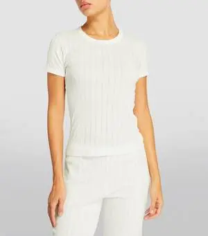 LESET Rib-knit Pointelle T-shirt