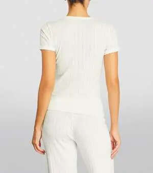LESET Rib-knit Pointelle T-shirt