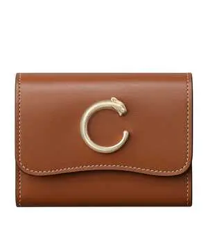 Cartier Mini Leather Panthère De Wallet - Brown