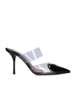 Alaïa Patent Leather Le Coeur Mules 90 - Black