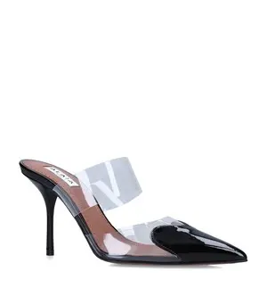 Alaïa Patent Leather Le Coeur Mules 90 - Black
