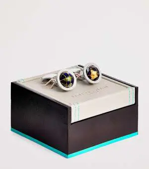 Tateossian Sterling Silver And Lapis Lazuli Globe Cufflinks