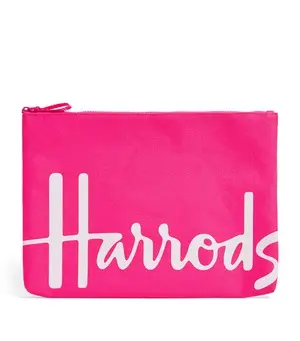 Harrods Harrods Large Cotton Logo Pouch Pink